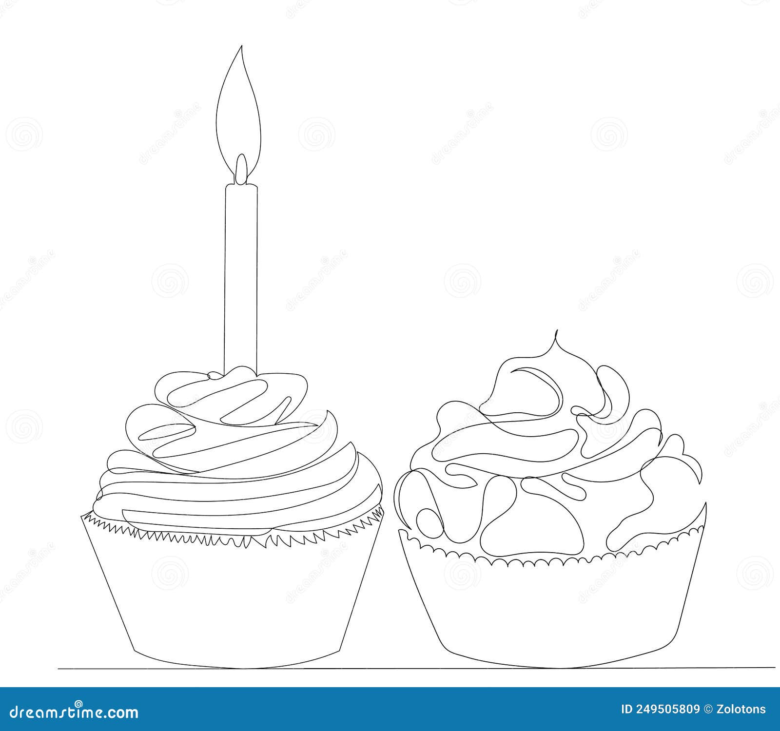 Pastry Drawing by One Continuous Line, Vector Stock Vector ...