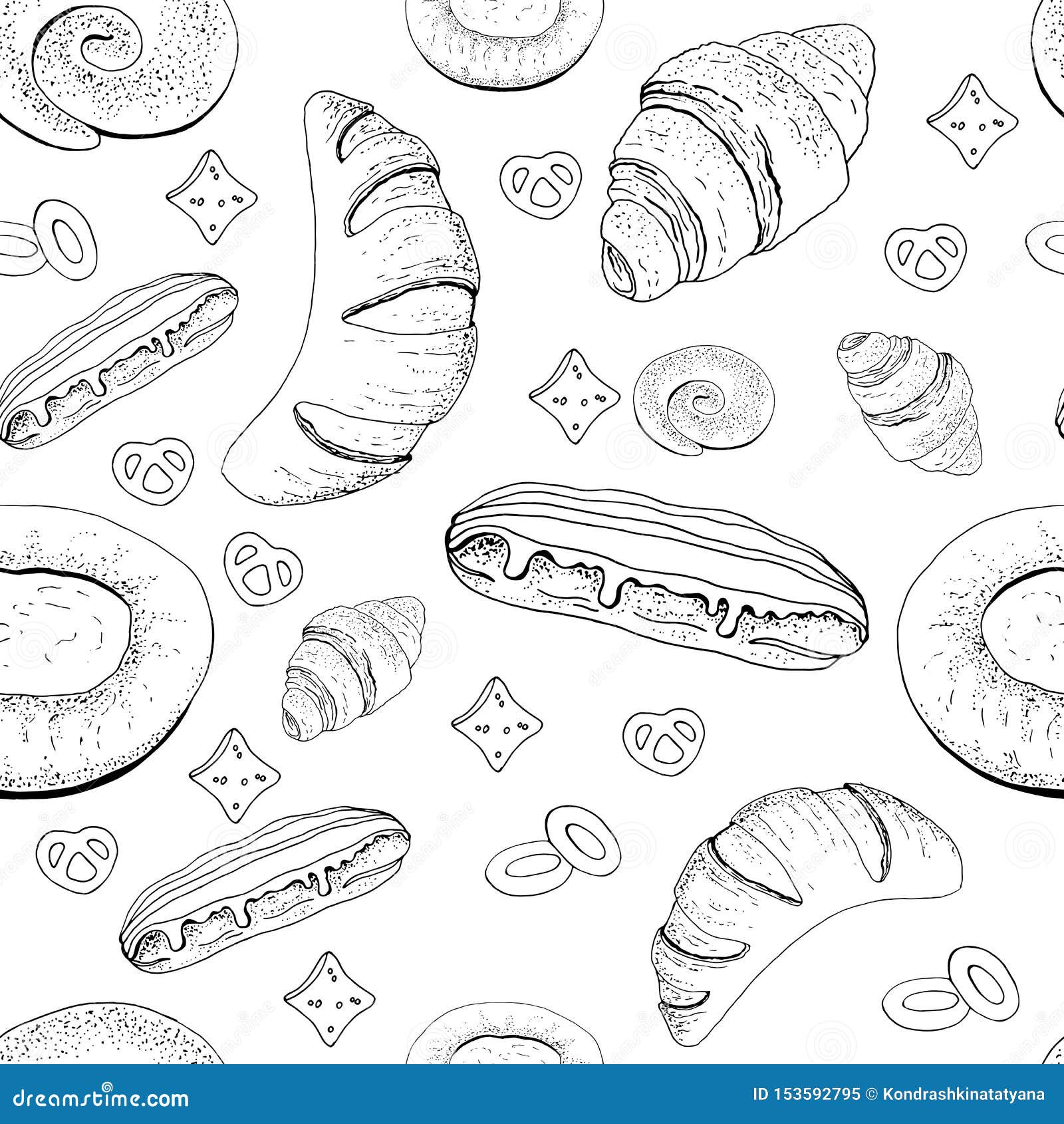 Pastry Endless Texture Containing Various Elements Stock Vector ...