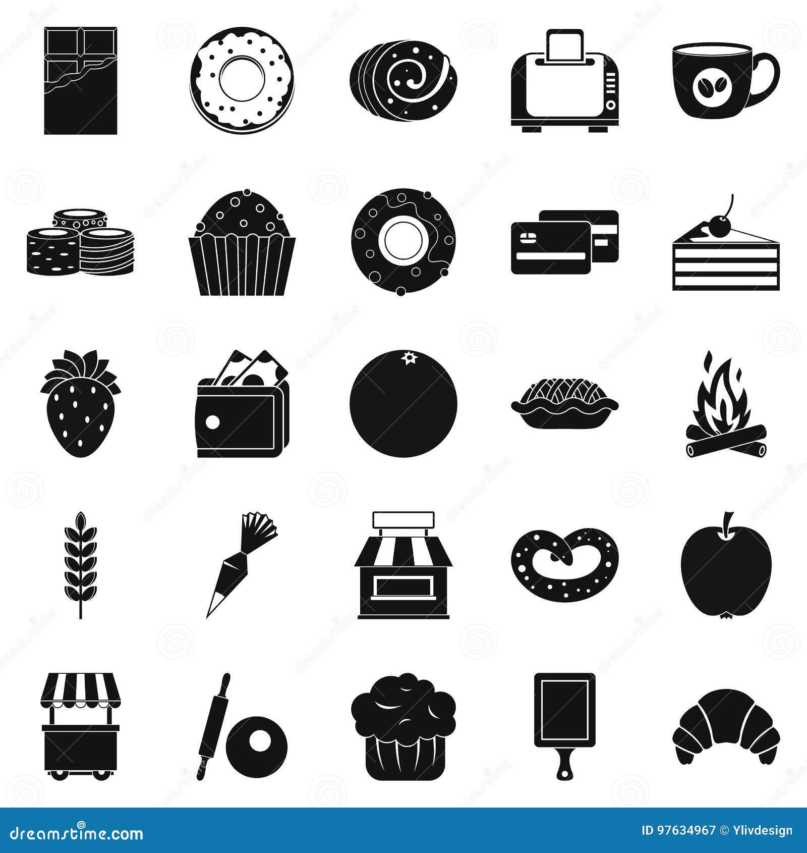 Pastry Icons Set, Simple Style Stock Vector - Illustration of pretzel ...