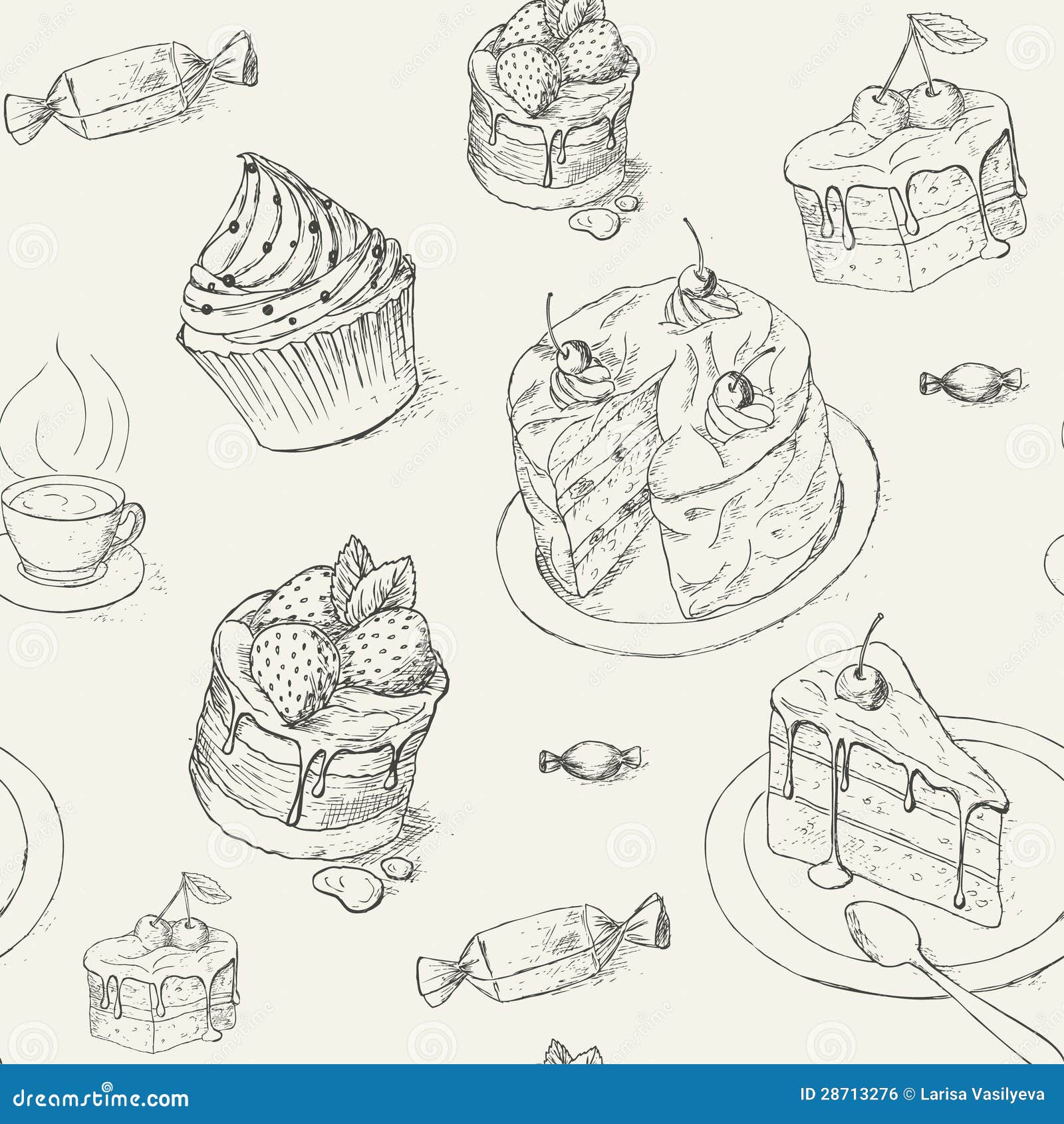 Pastry Pattern Vector Illustration | CartoonDealer.com #28713276