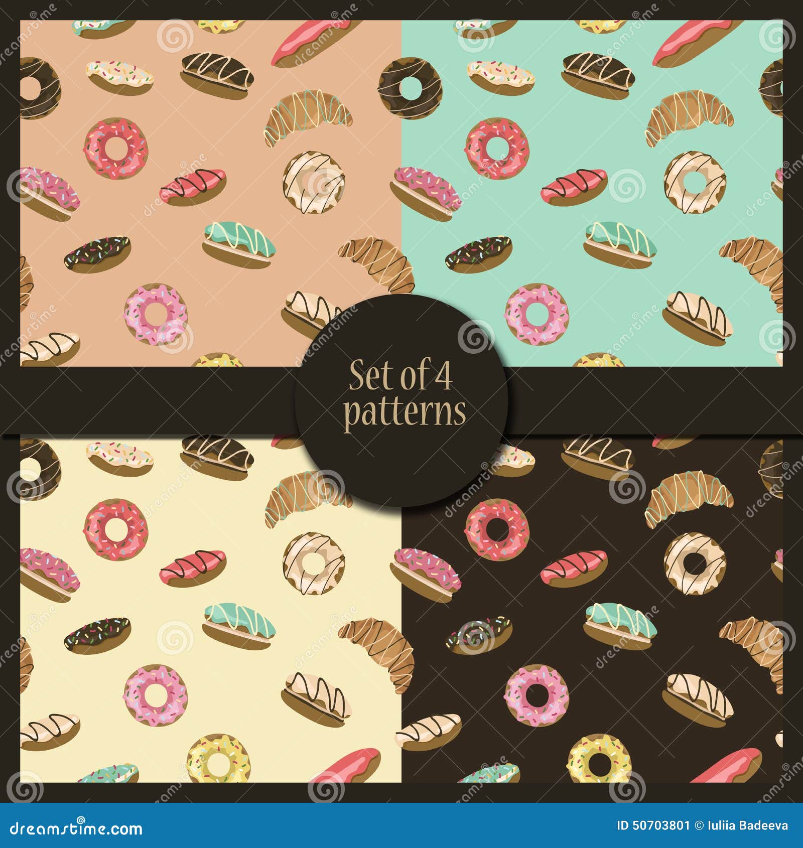 Pastry patterns set stock vector. Illustration of cookie - 50703801