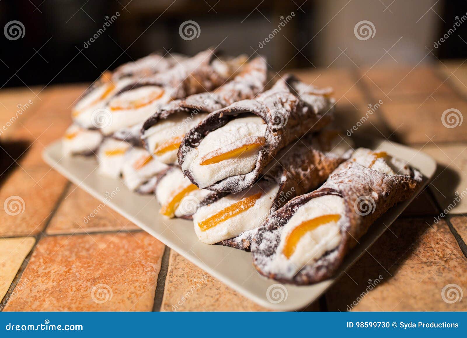 Pastry on plate at bakery stock photo. Image of indoors - 98599730