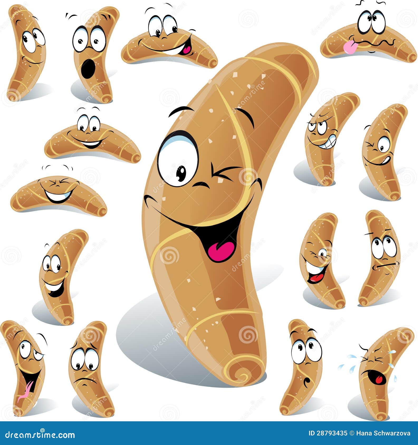 Pastry Roll Cartoon With Many Expressions | CartoonDealer.com #28793435