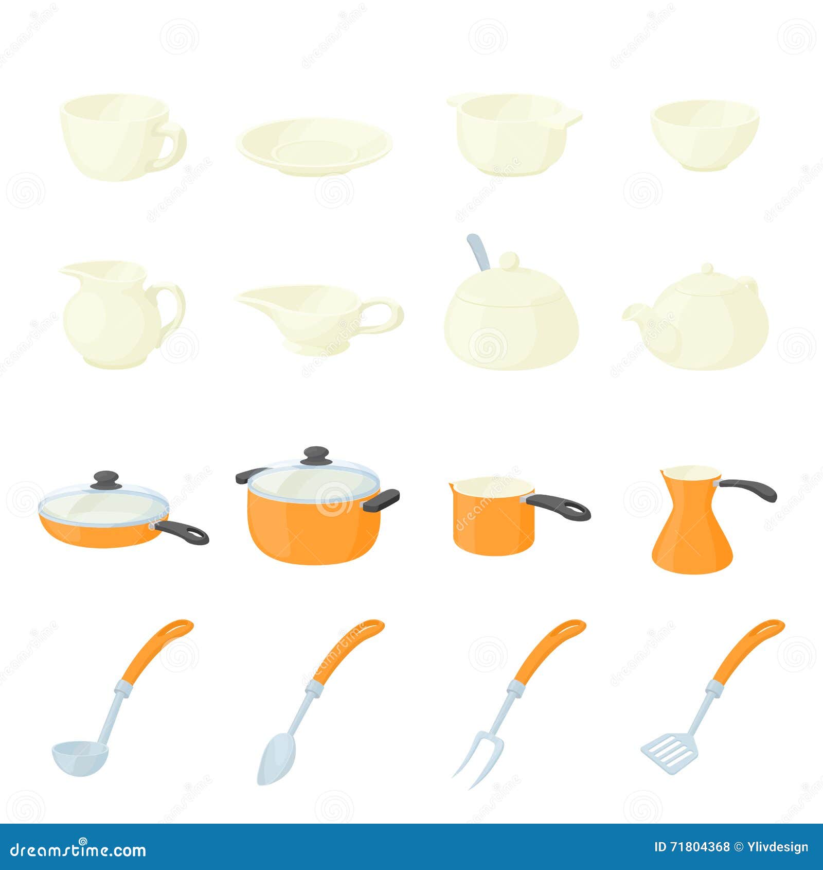 Pastry Set Icons, Cartoon Style Stock Vector - Illustration of pancakes ...