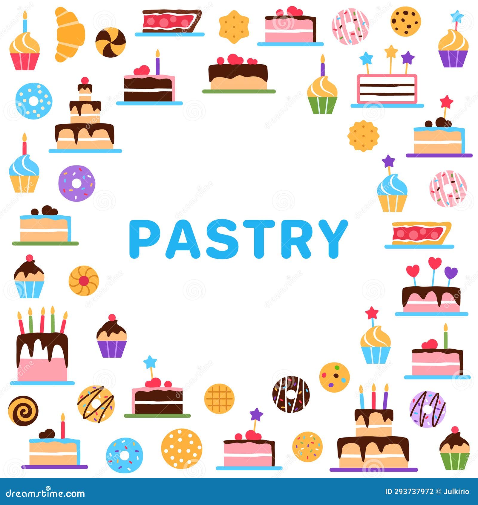 Pastry Square Frame with Circle Text Copy Space. Stock Vector ...