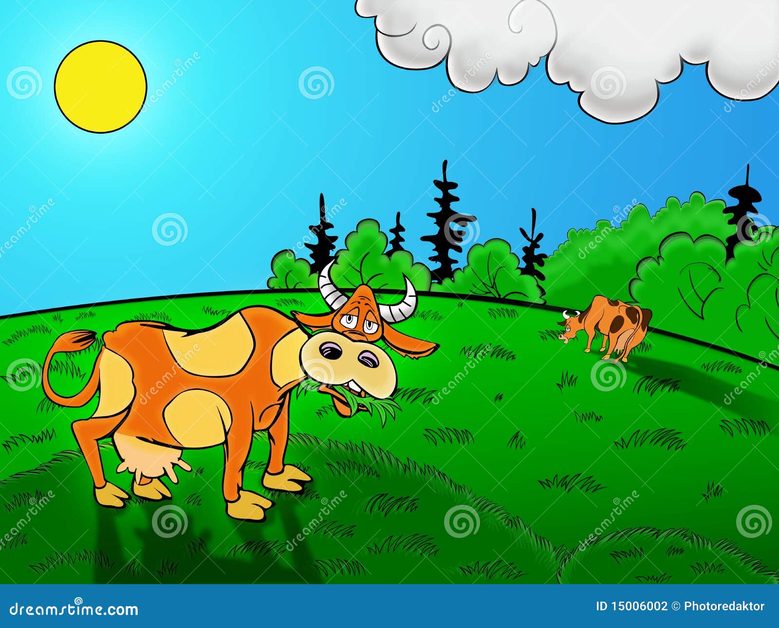 Pasture stock vector. Illustration of animal, agriculture - 15006002