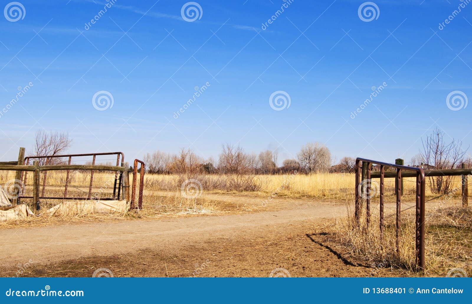 Pasture Gate in a Desolate Prairie Area Stock Image - Image of opening ...