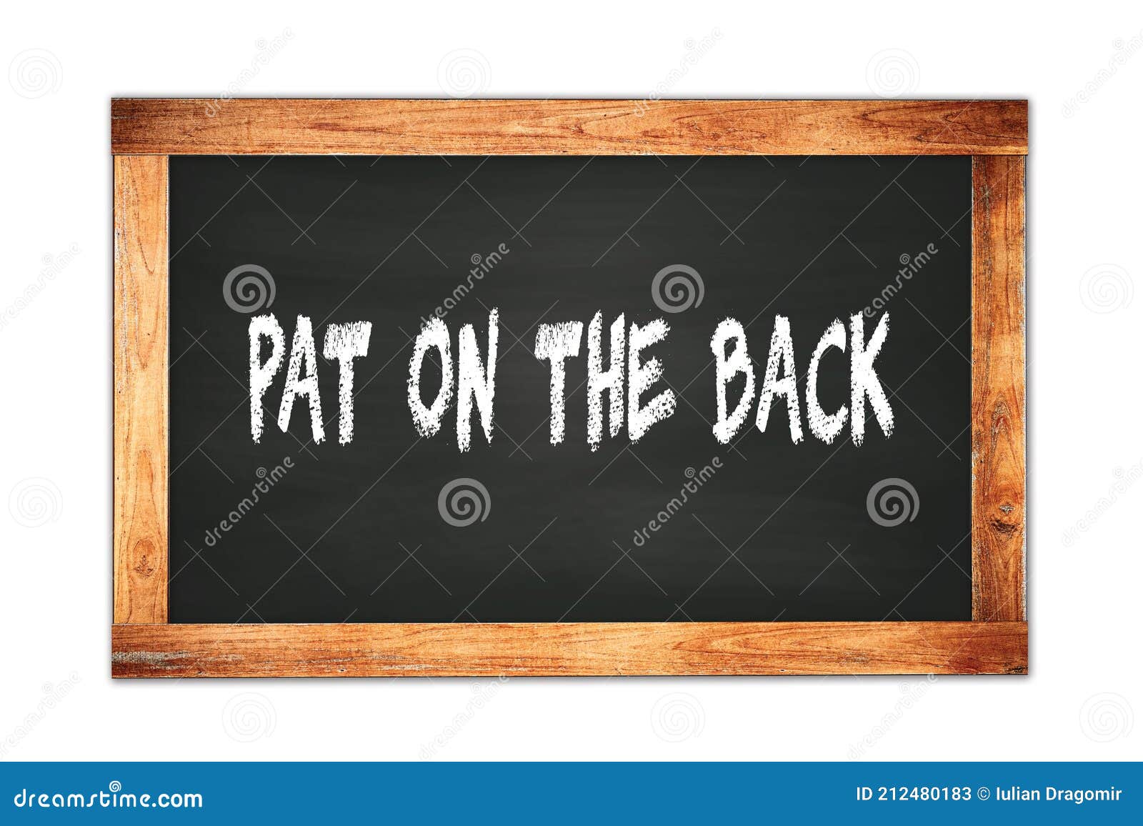 PAT on the BACK Text Written on Wooden Frame School Blackboard Stock ...
