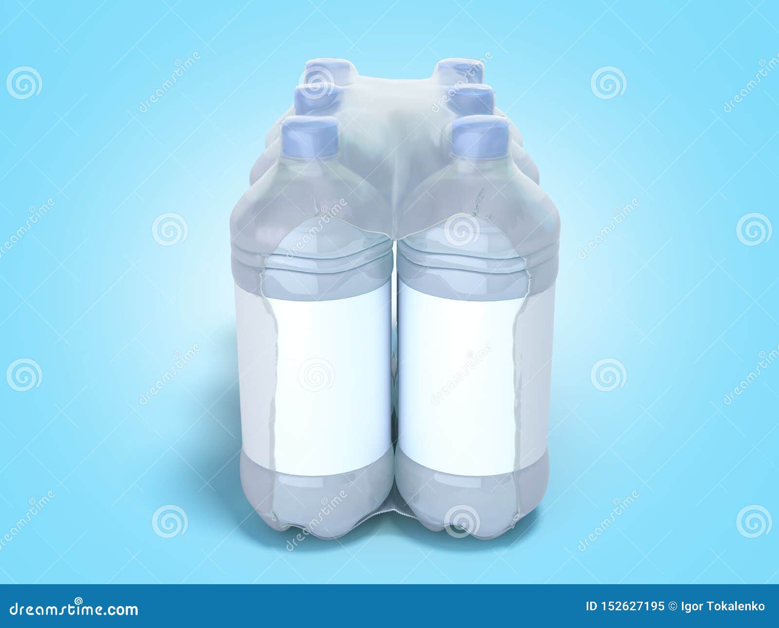 Pat Bottles in Wrapped Package 3d Render on Blue Gradient Stock ...