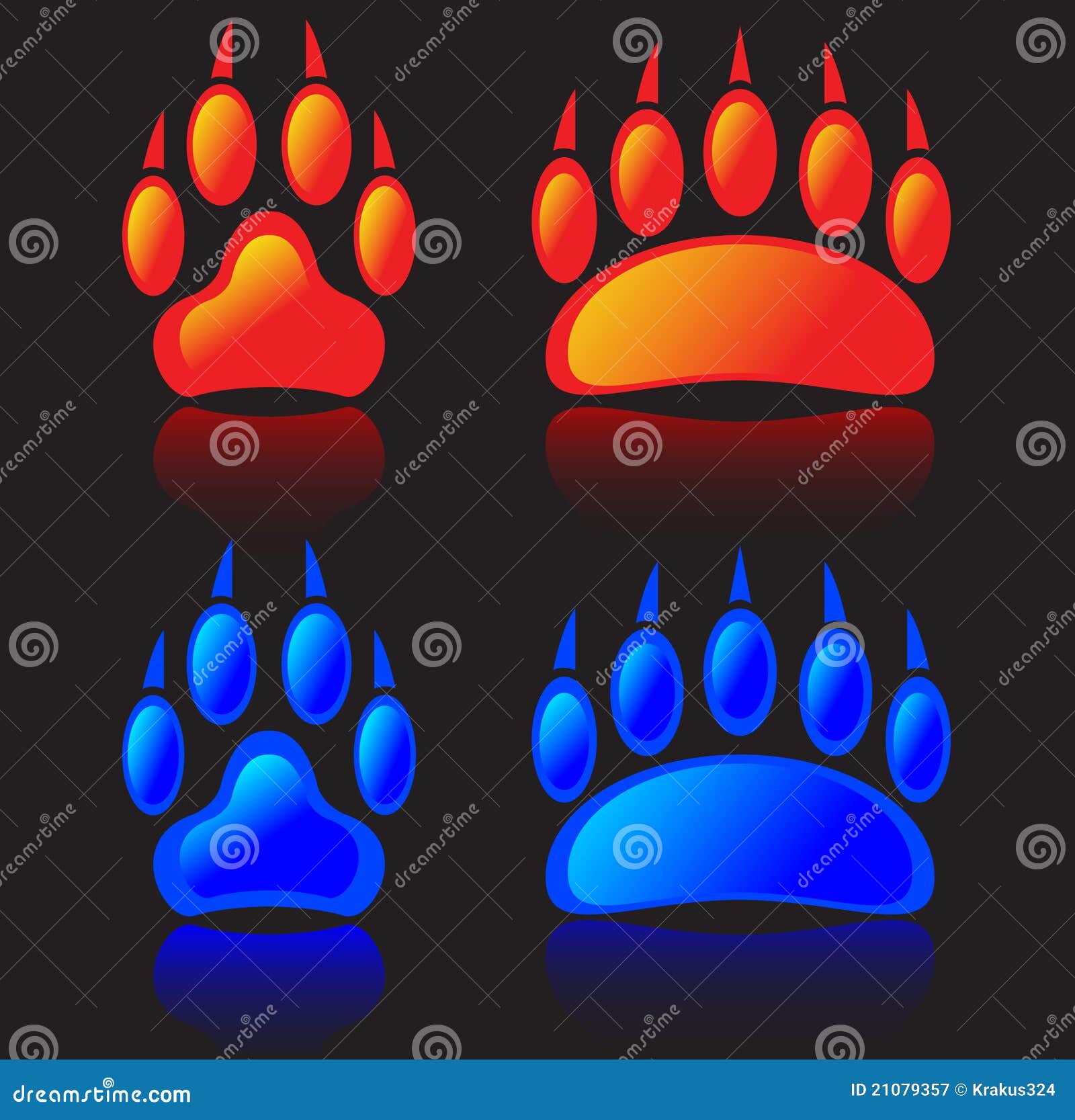 Pata do lobo e de urso ilustração stock. Ilustração de almofada - 21079357