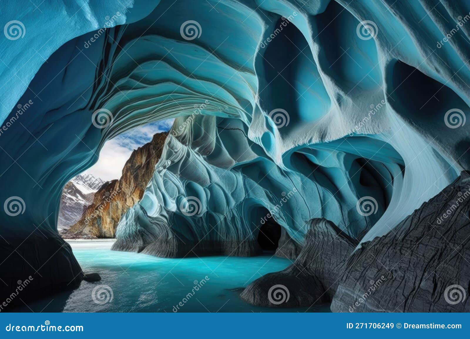 Patagonia, Chiles Marble Caves are a Stunning Blue Stock Illustration ...