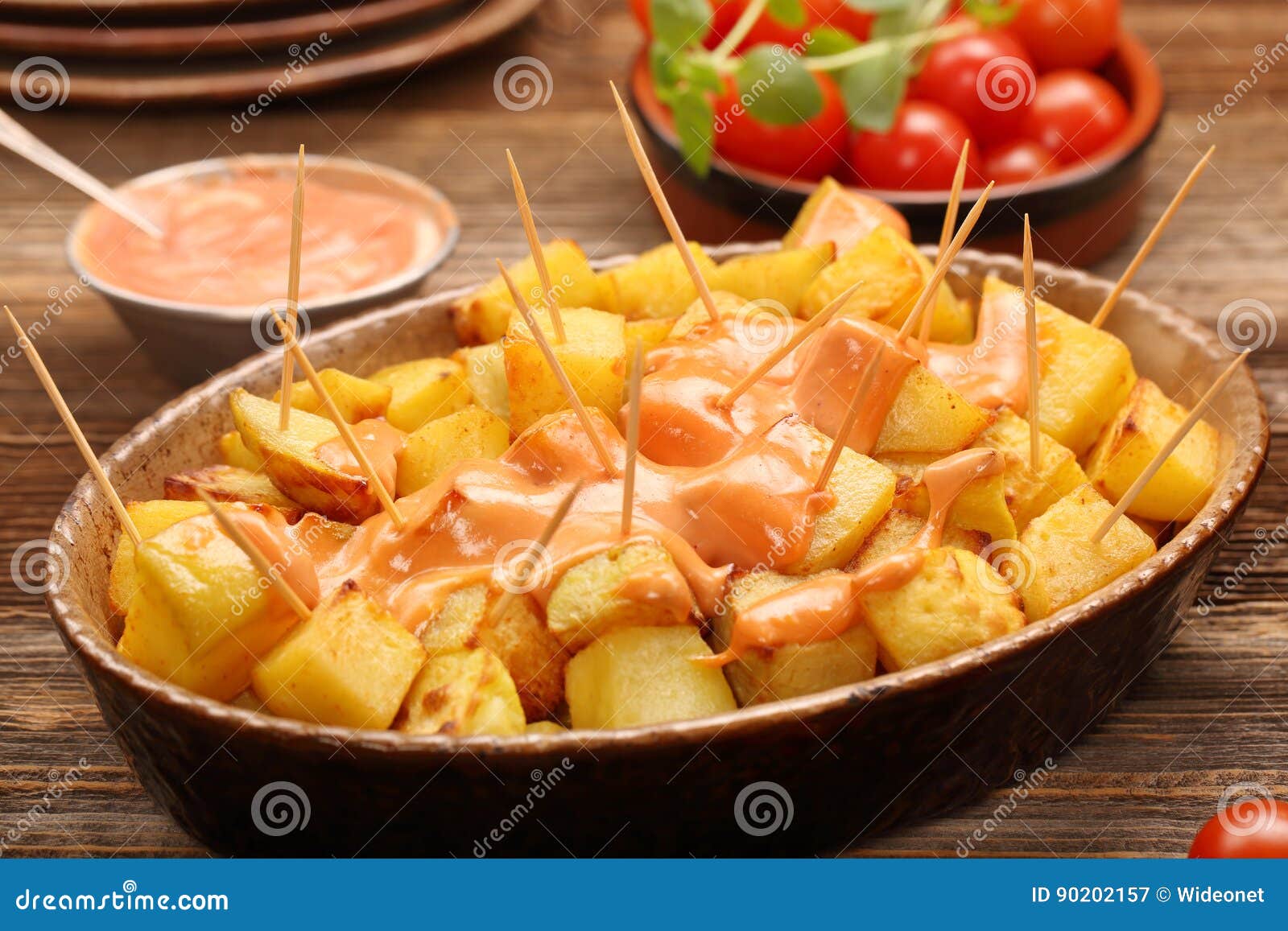 Patatas Bravas Traditional Spanish Potatoes Snack Tapas Stock Image ...