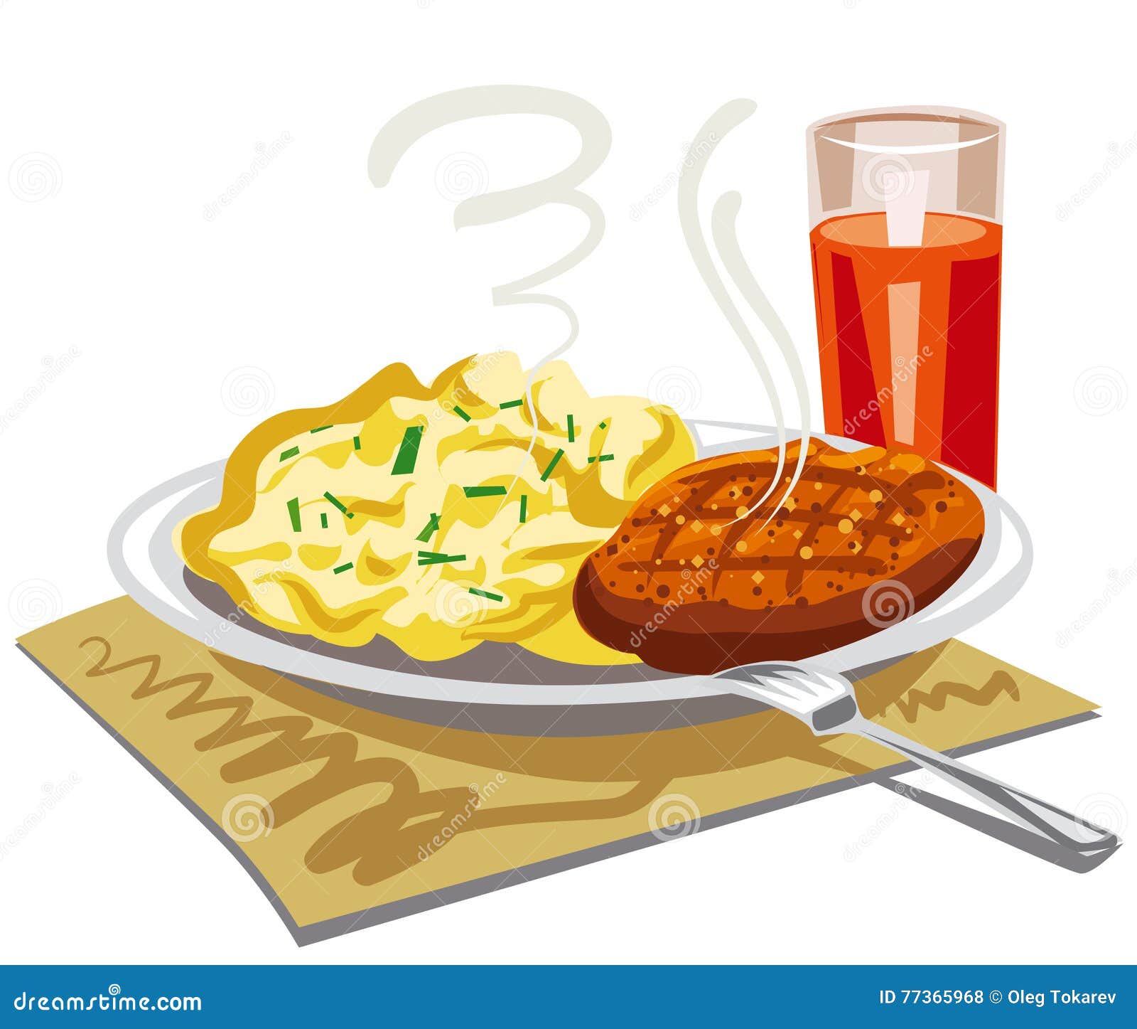 Patatas De Mushed Con La Chuleta Stock de ilustración - Ilustración de ...