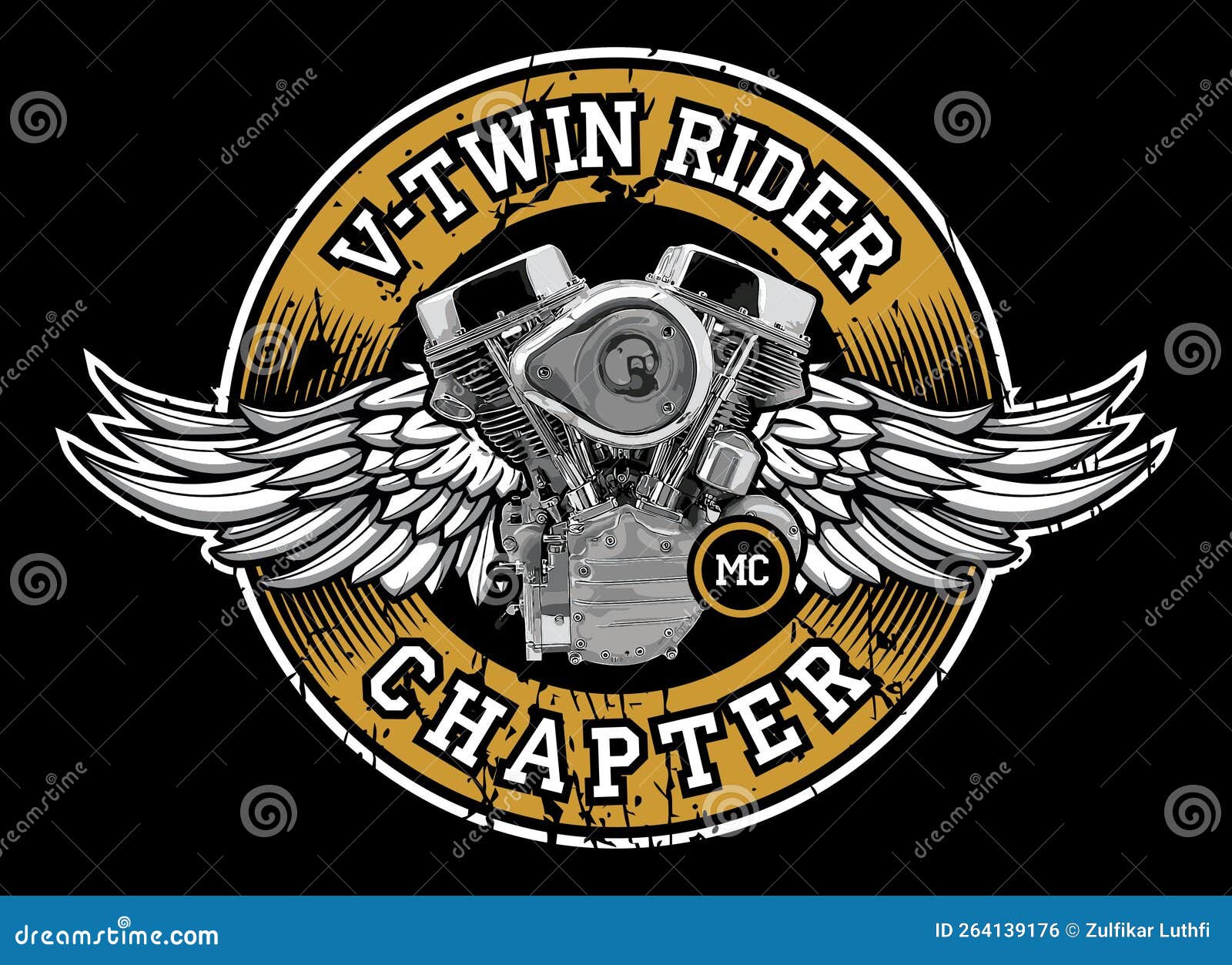 Patch Biker V Twin Engine and Wings Stock Vector - Illustration of biker, logo: 264139176