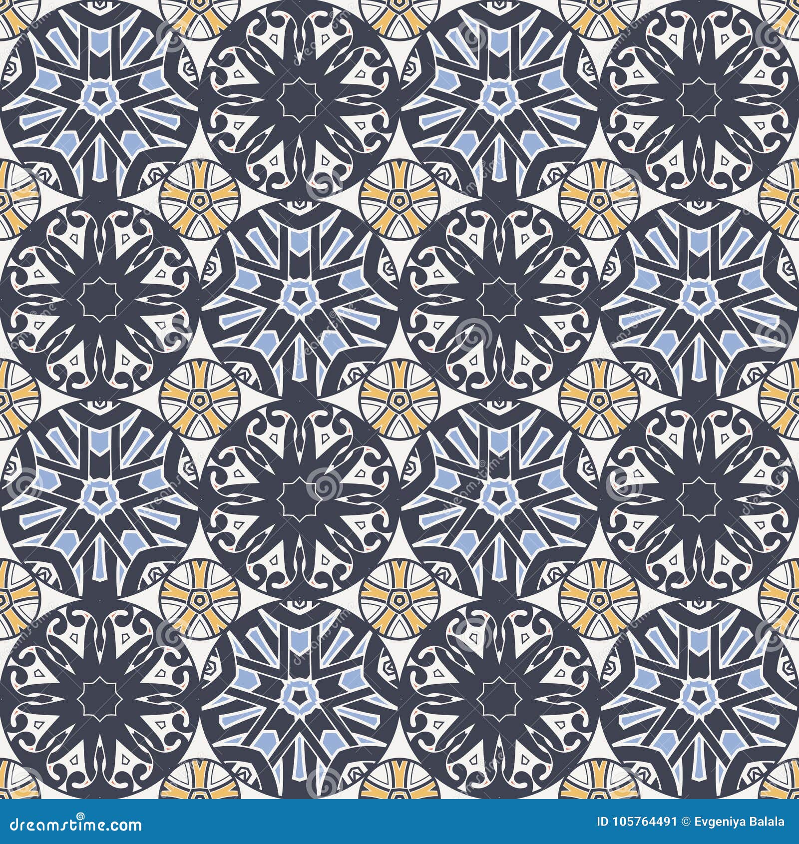 Patch Boho Flower Seamless Pattern. Mandala Patchwork, Oriental Design ...