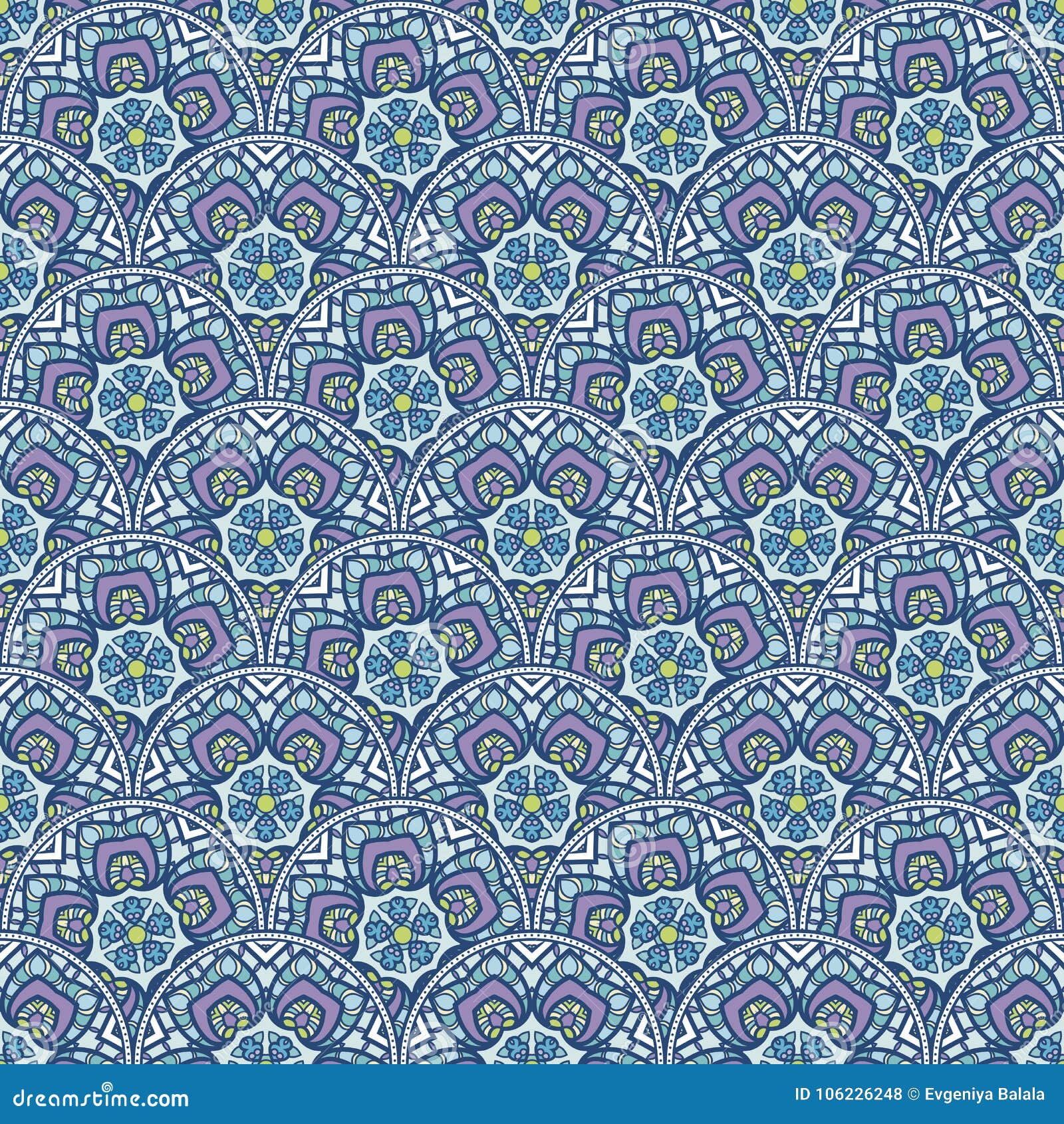 Patch Boho Flower Seamless Pattern. Mandala Patchwork, Oriental Design ...