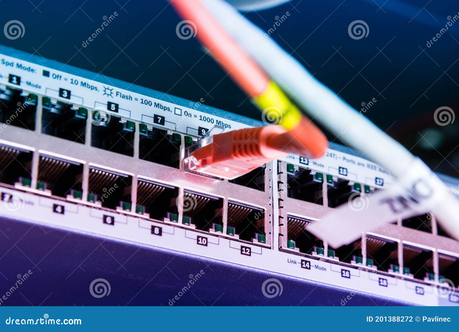 Patch Cables Connected To Data Router Stock Photo - Image of modem ...