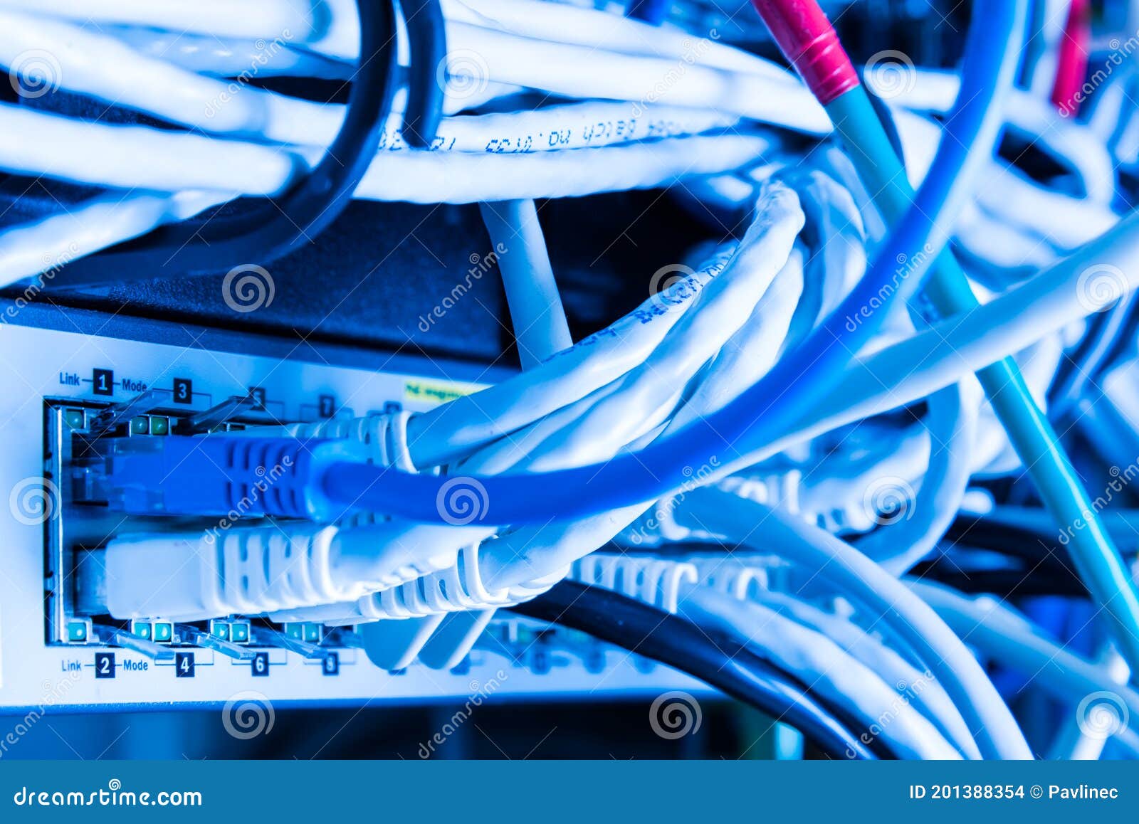 Patch Cables Connected To Data Router Stock Photo - Image of computer ...