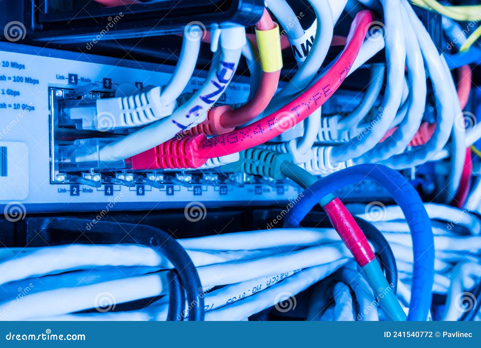 Patch Cables Connected To Data Router Stock Photo - Image of link ...