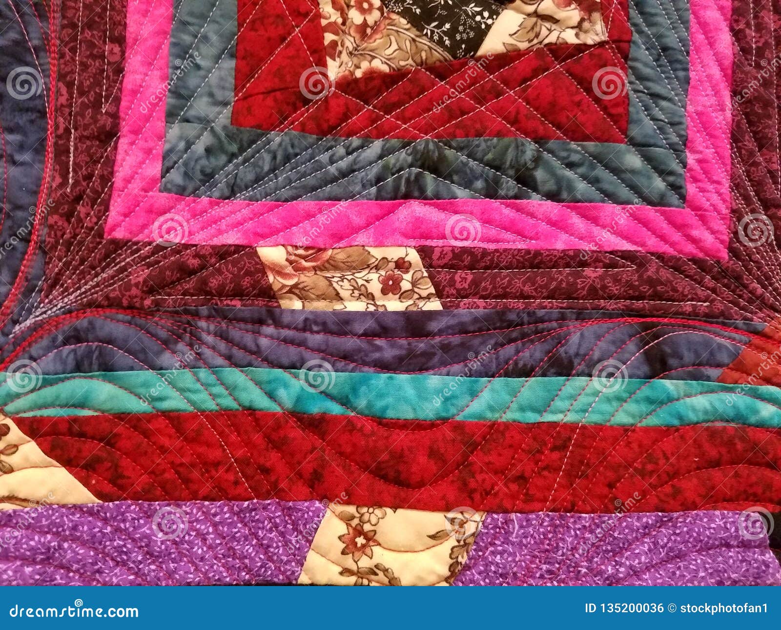Patch of Colorful Quilt Fabric or Backround Stock Photo - Image of ...