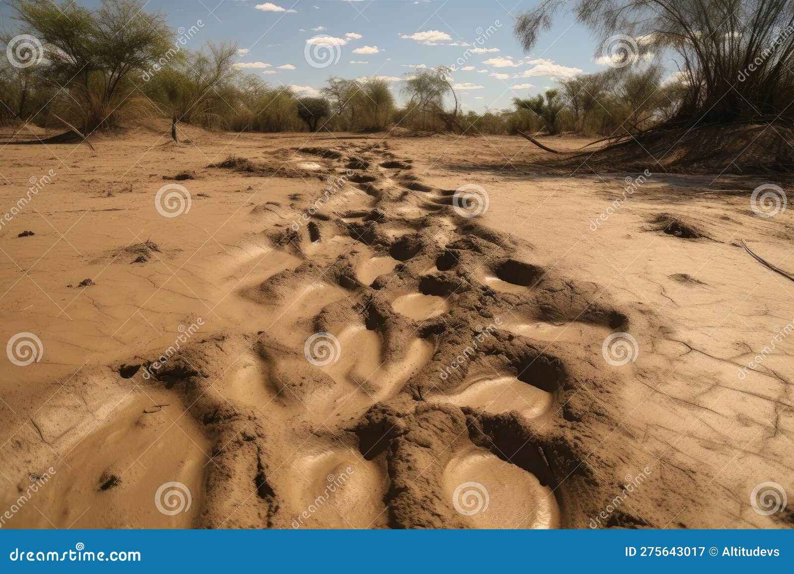Patch of Dried Mud, with Visible Tracks and Signs of Animal Presence ...