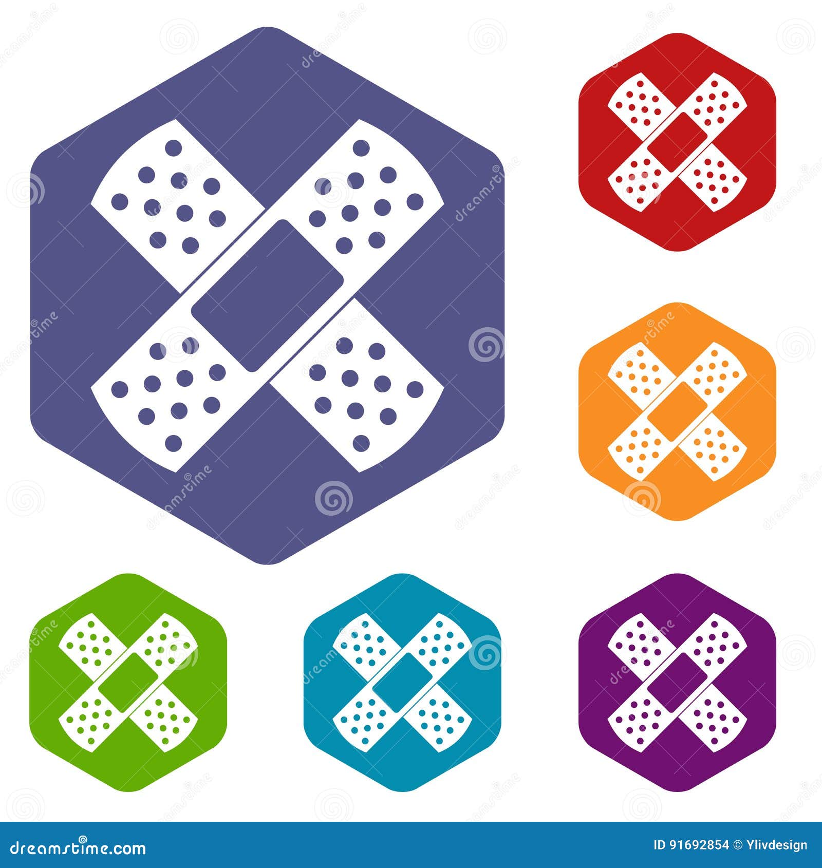 Patch icons set hexagon stock vector. Illustration of pharmacy - 91692854