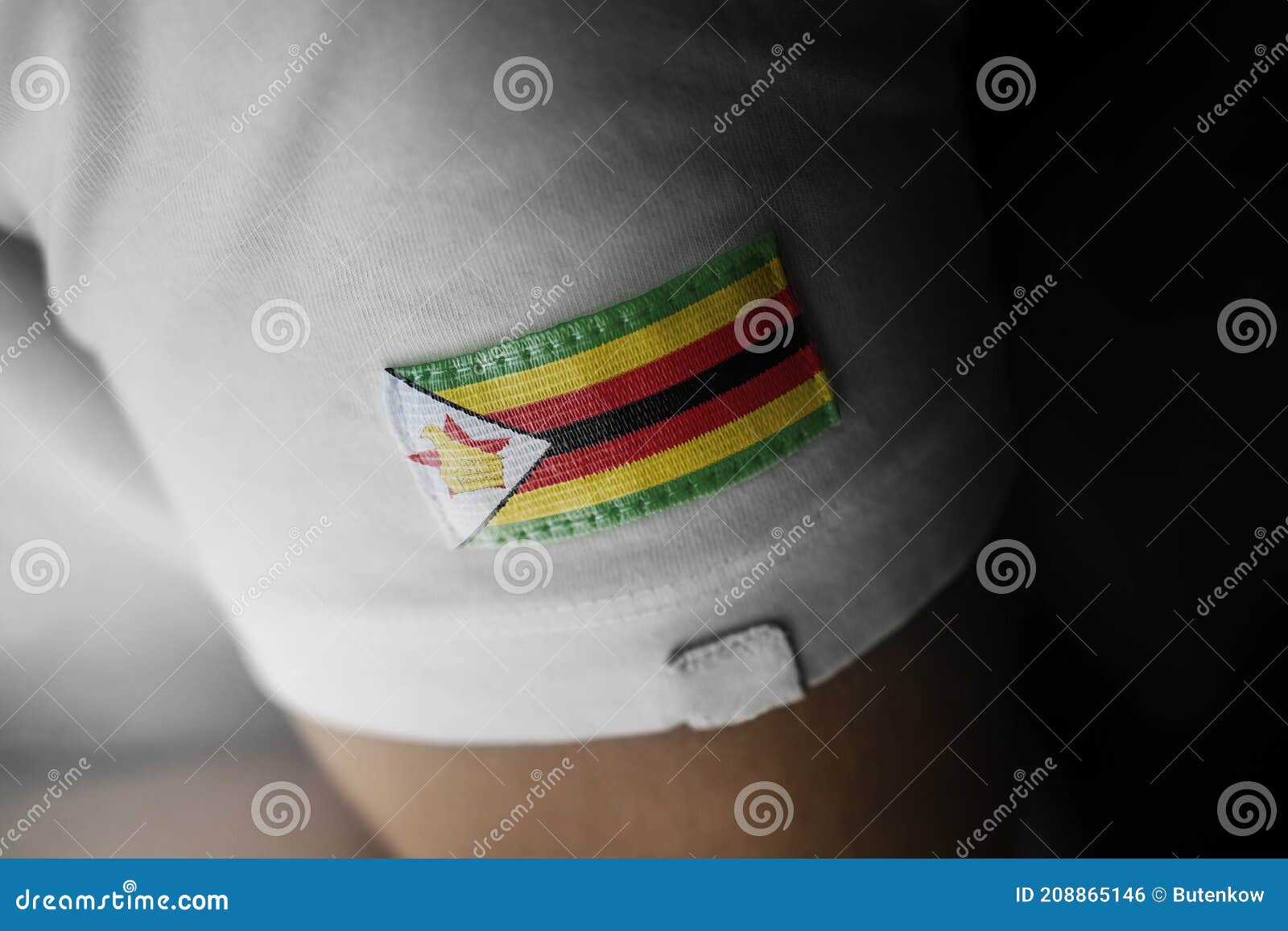 Patch of the National Flag of the Zimbabwe on a White T-shirt Stock ...