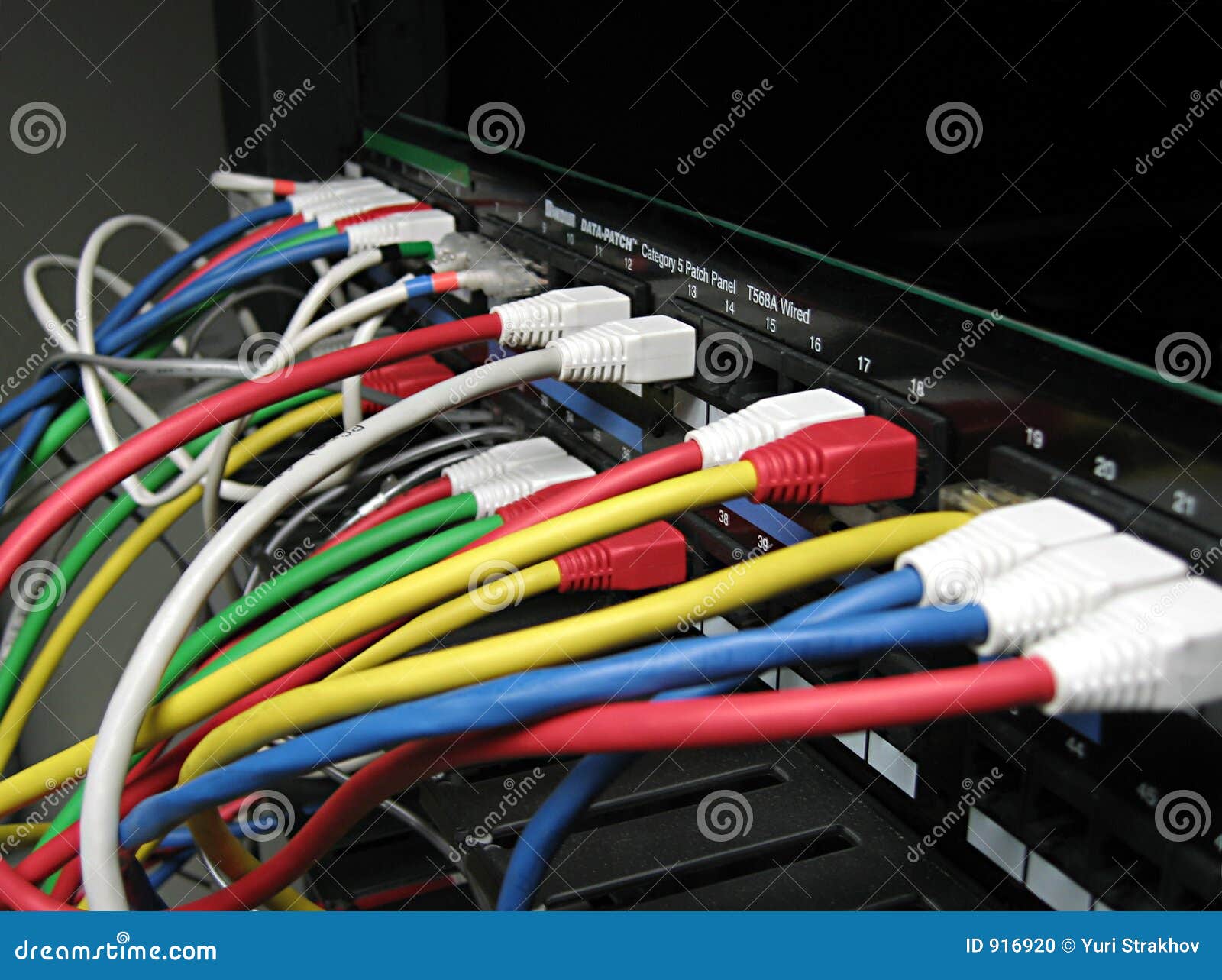 Patch panel. stock photo. Image of metal, wires, rack, coloured - 916920