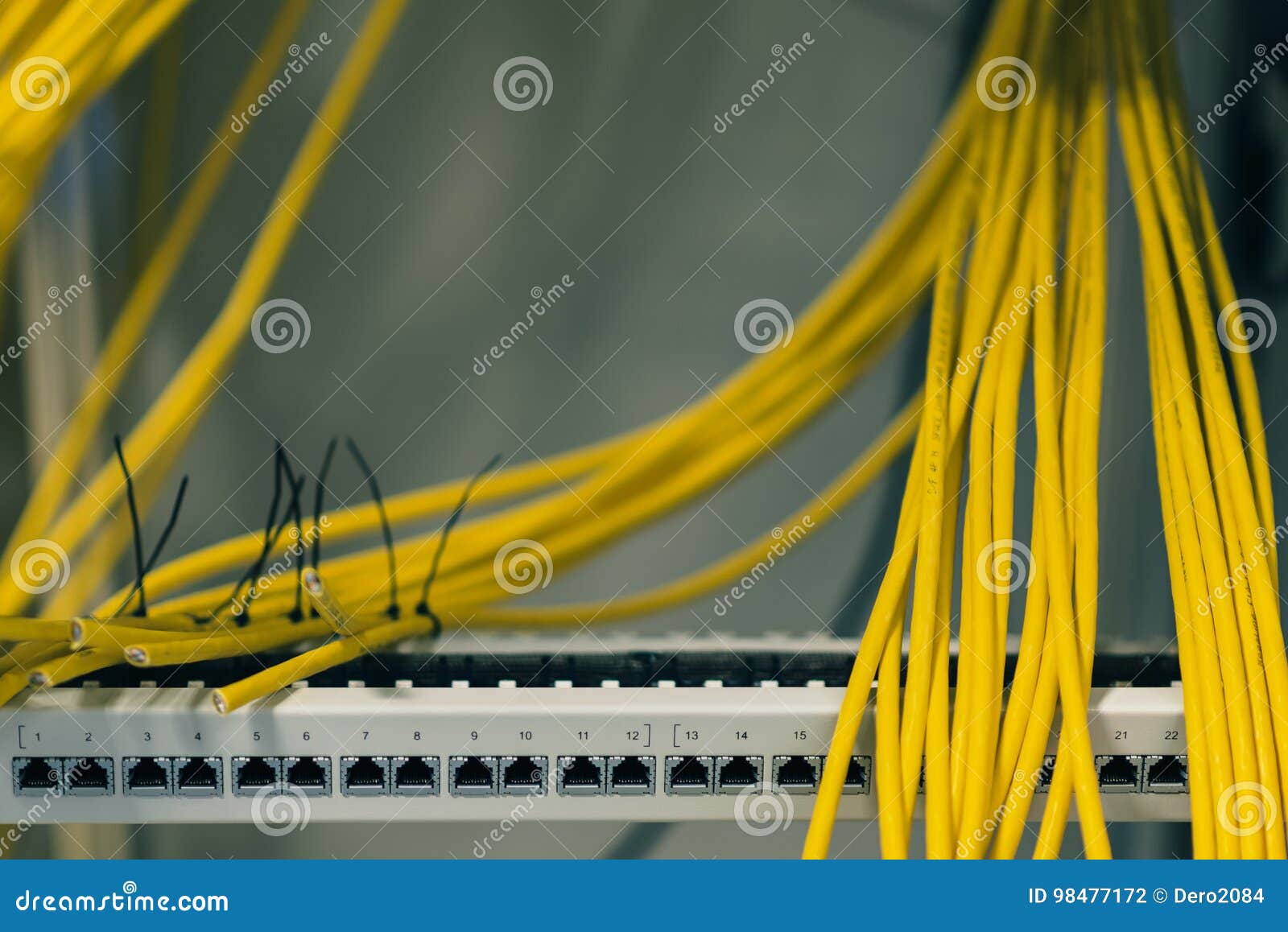 Patch Panel with Cables, Switching, Data Network Deployment Stock Photo ...