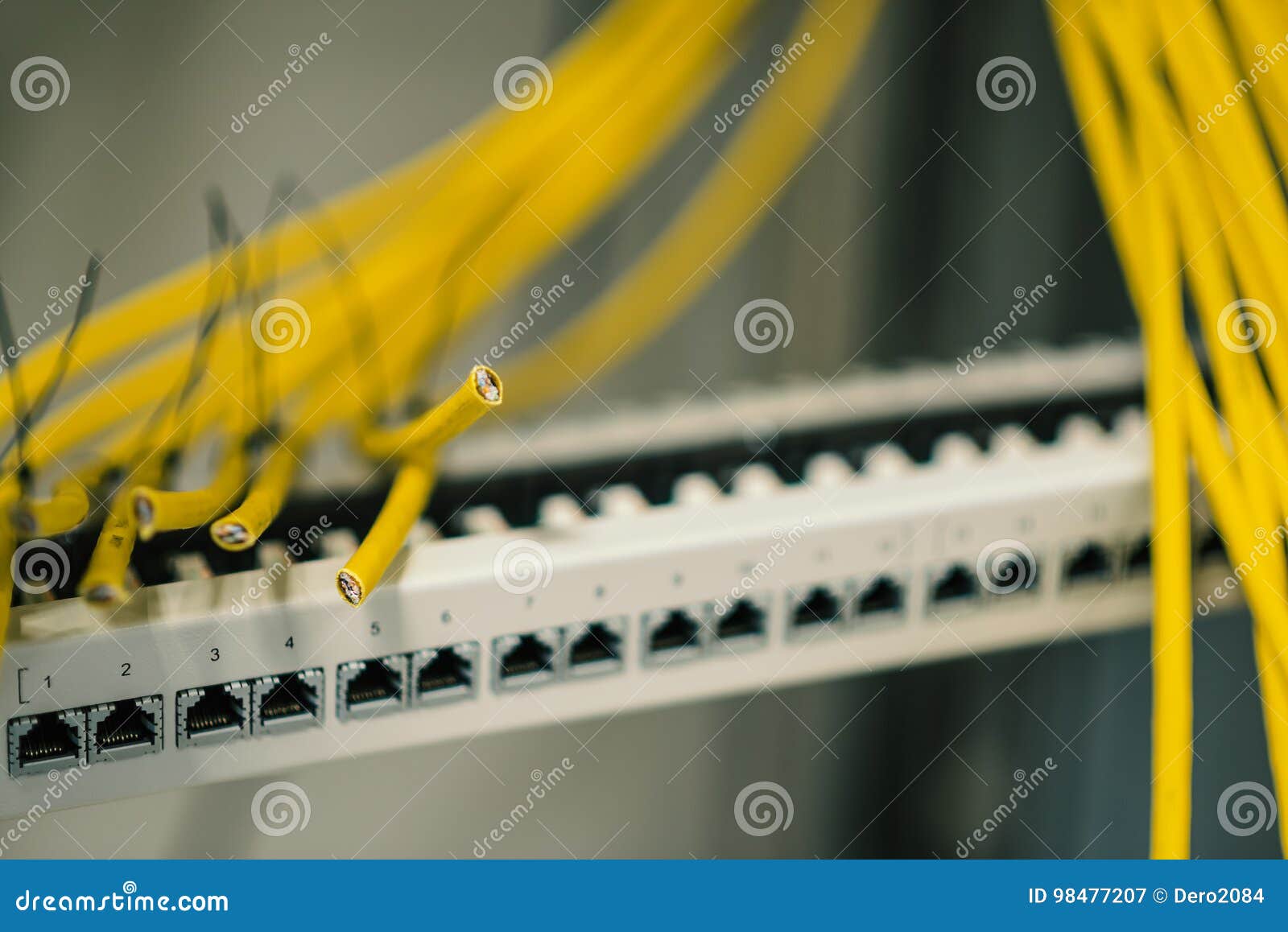Patch Panel with Cables, Switching, Data Network Deployment Stock Image ...