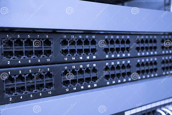 Patch panel in datacenter stock photo. Image of ethernet - 9460050