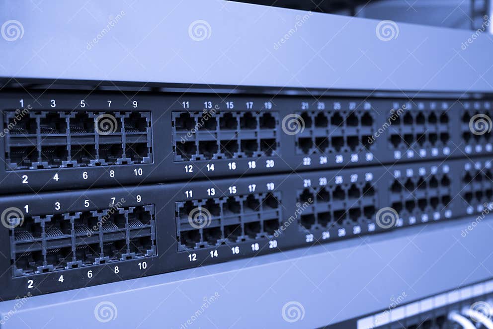 Patch panel in datacenter stock photo. Image of ethernet - 9460050