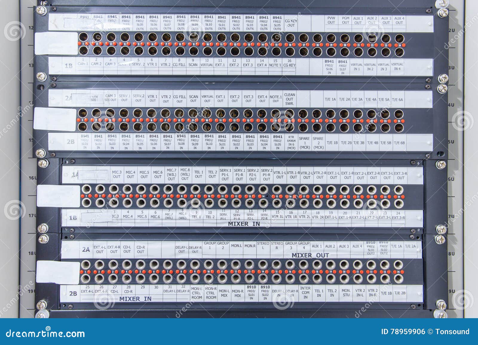 Patch Panel that is Equipped for Broadcast. Stock Photo - Image of ...