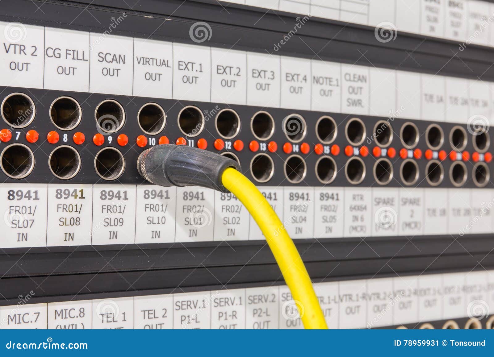 Patch Panel that is Equipped for Broadcast. Stock Image - Image of ...
