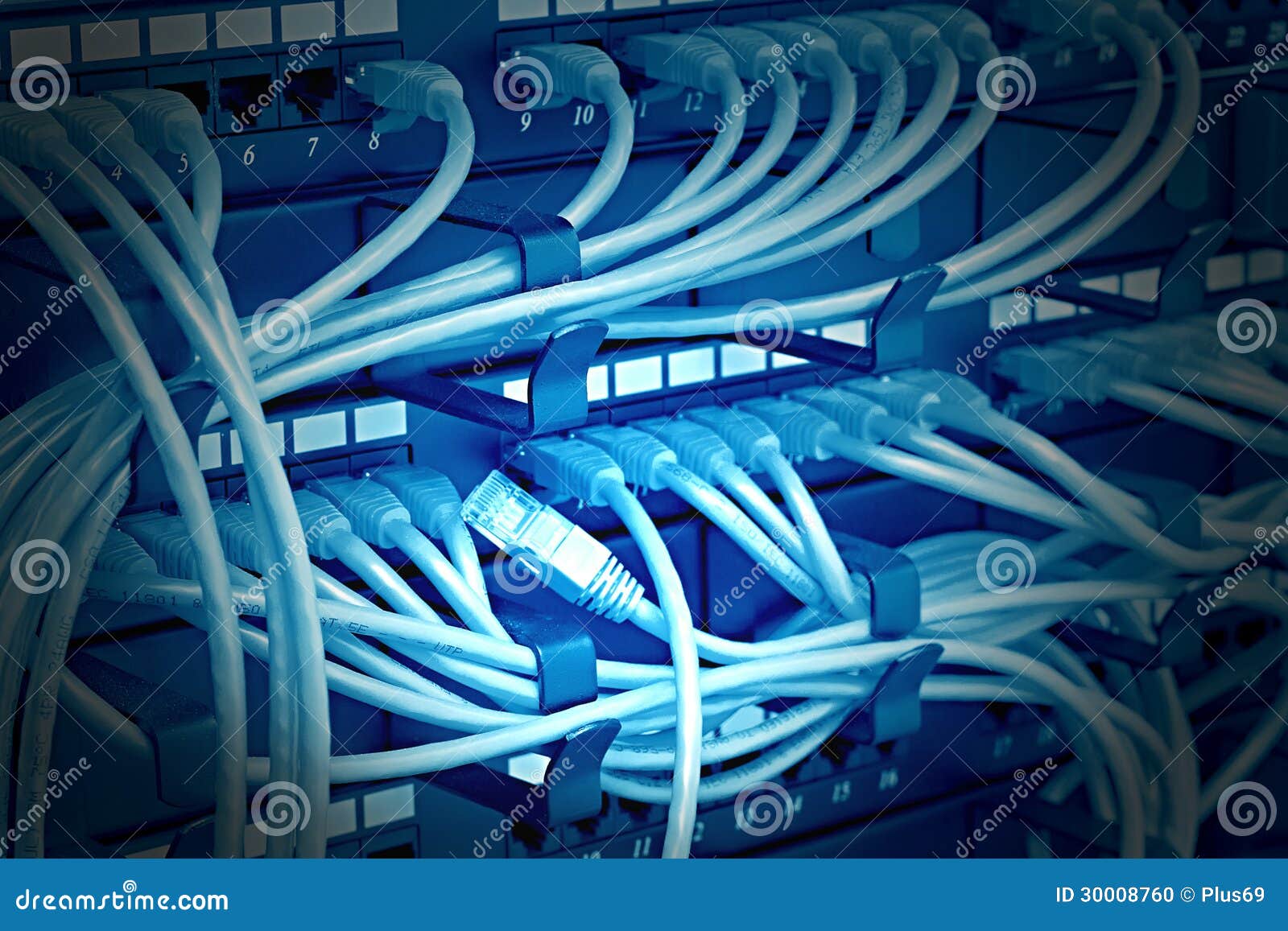 Server Rack In Big Data Center Inside Close Up. Supercomputer With ...