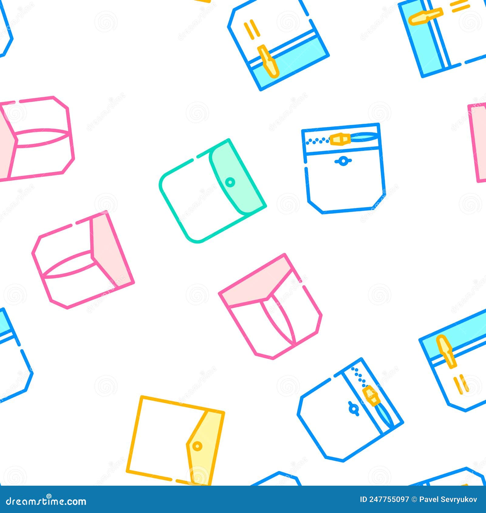 Patch Pocket Clothes Vector Seamless Pattern Stock Vector ...