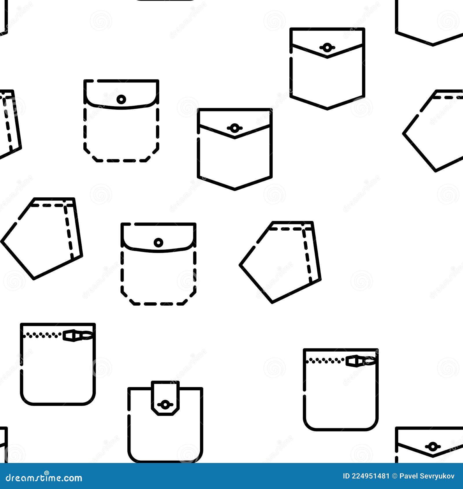 Patch Pocket Clothes Vector Seamless Pattern Stock Vector ...