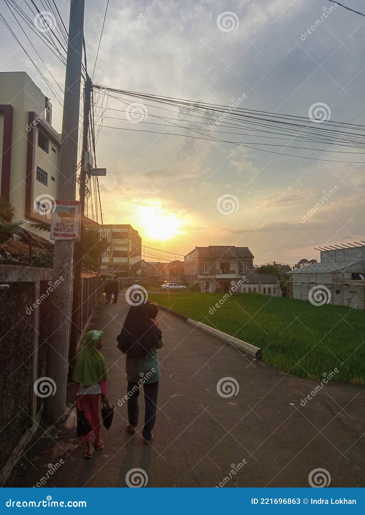 A Patch of Rice Fields and Beautiful Sunset Editorial Stock Photo ...