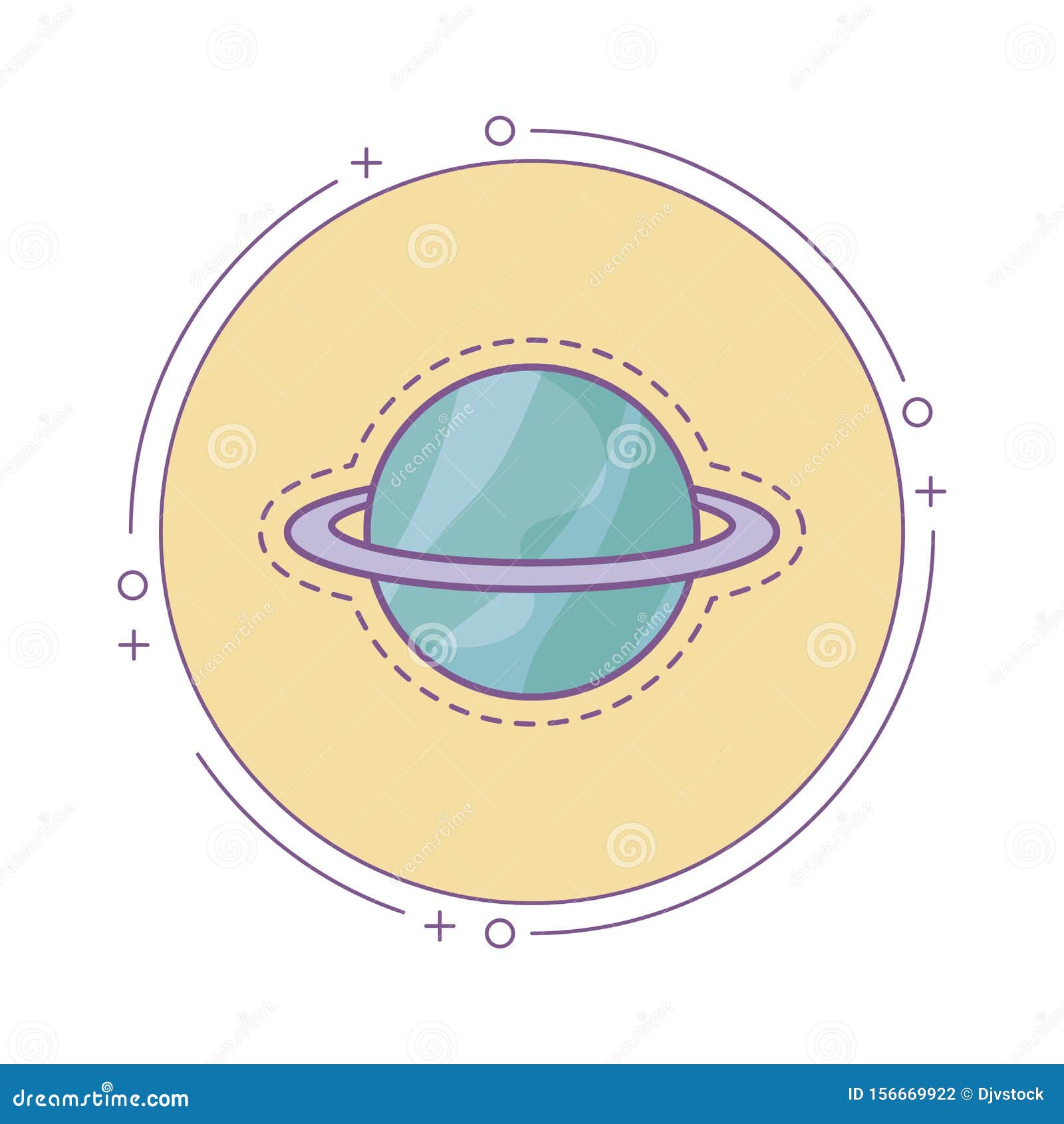 Patch of Saturn Planet in Frame Circular Stock Illustration ...