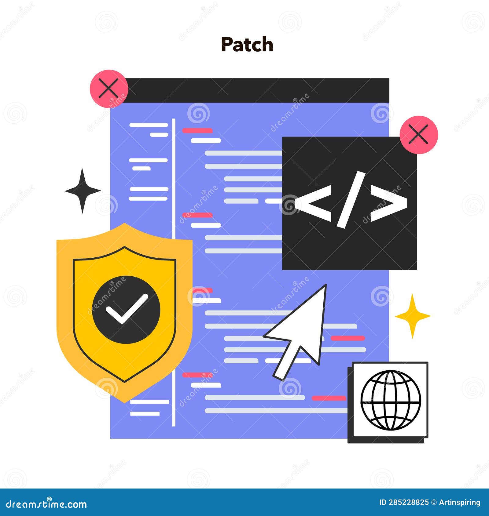 Patching Software Blue Gradient Concept Icon Cartoon Vector ...