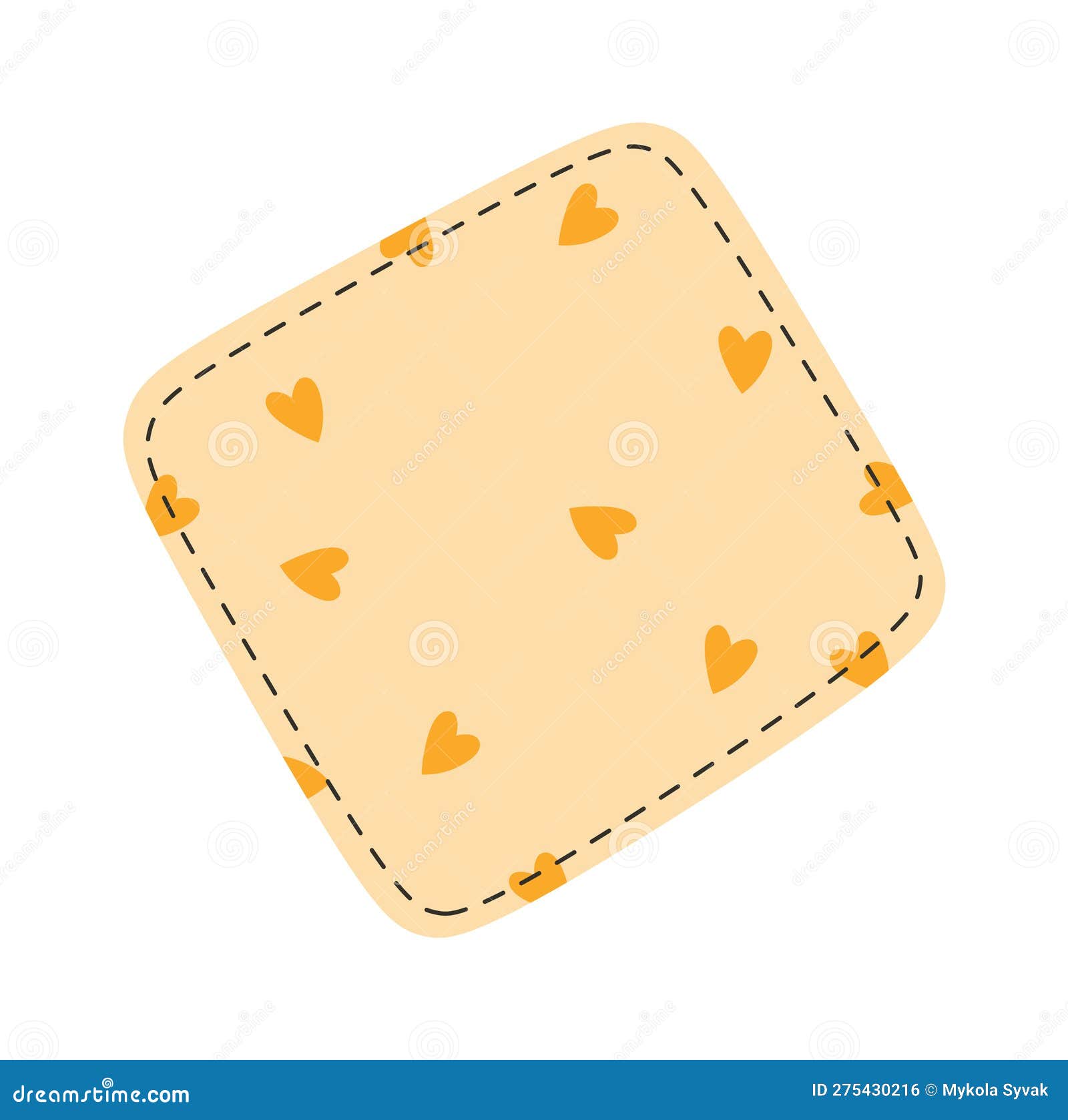 Patch Stitched Square with Hearts Stock Vector - Illustration of label ...
