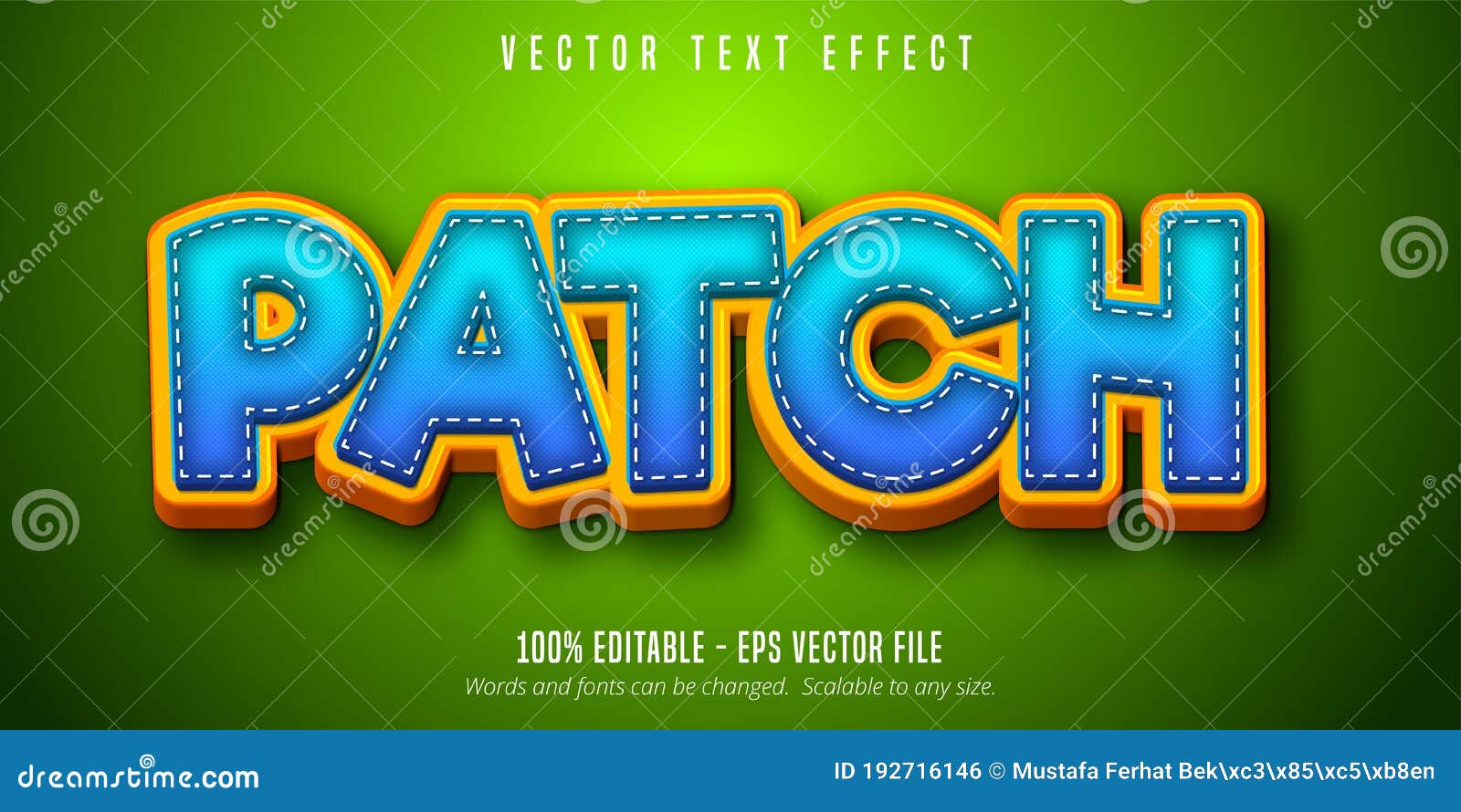 Patch Text, Cartoon Style Editable Text Effect Stock Vector ...