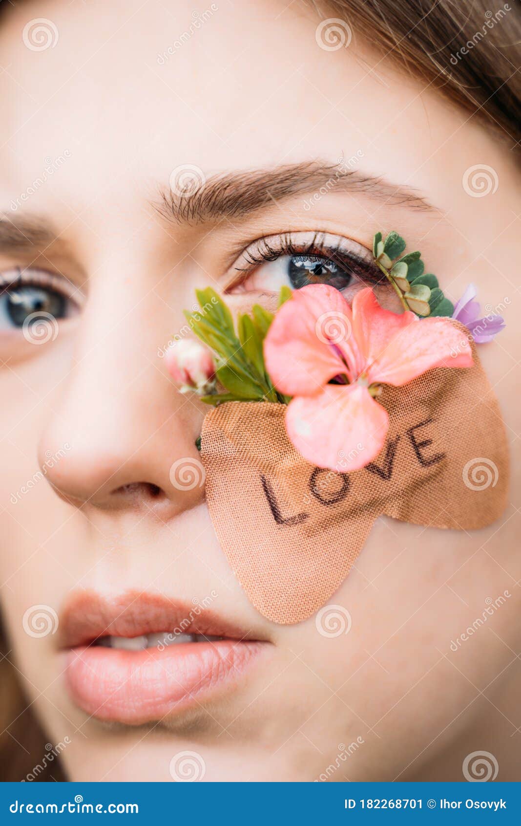 Patch Under the Eye with Live Flowers Stock Image - Image of ...