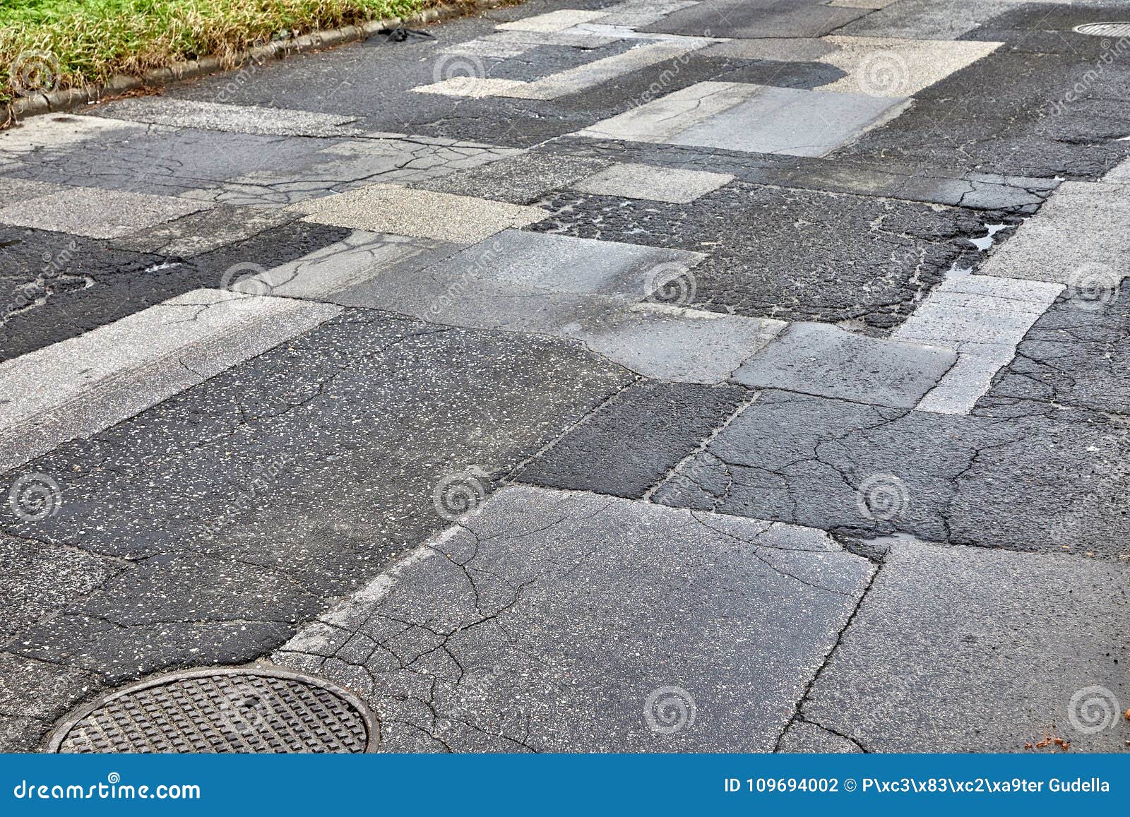 Patched broken road stock photo. Image of extremely - 109694002
