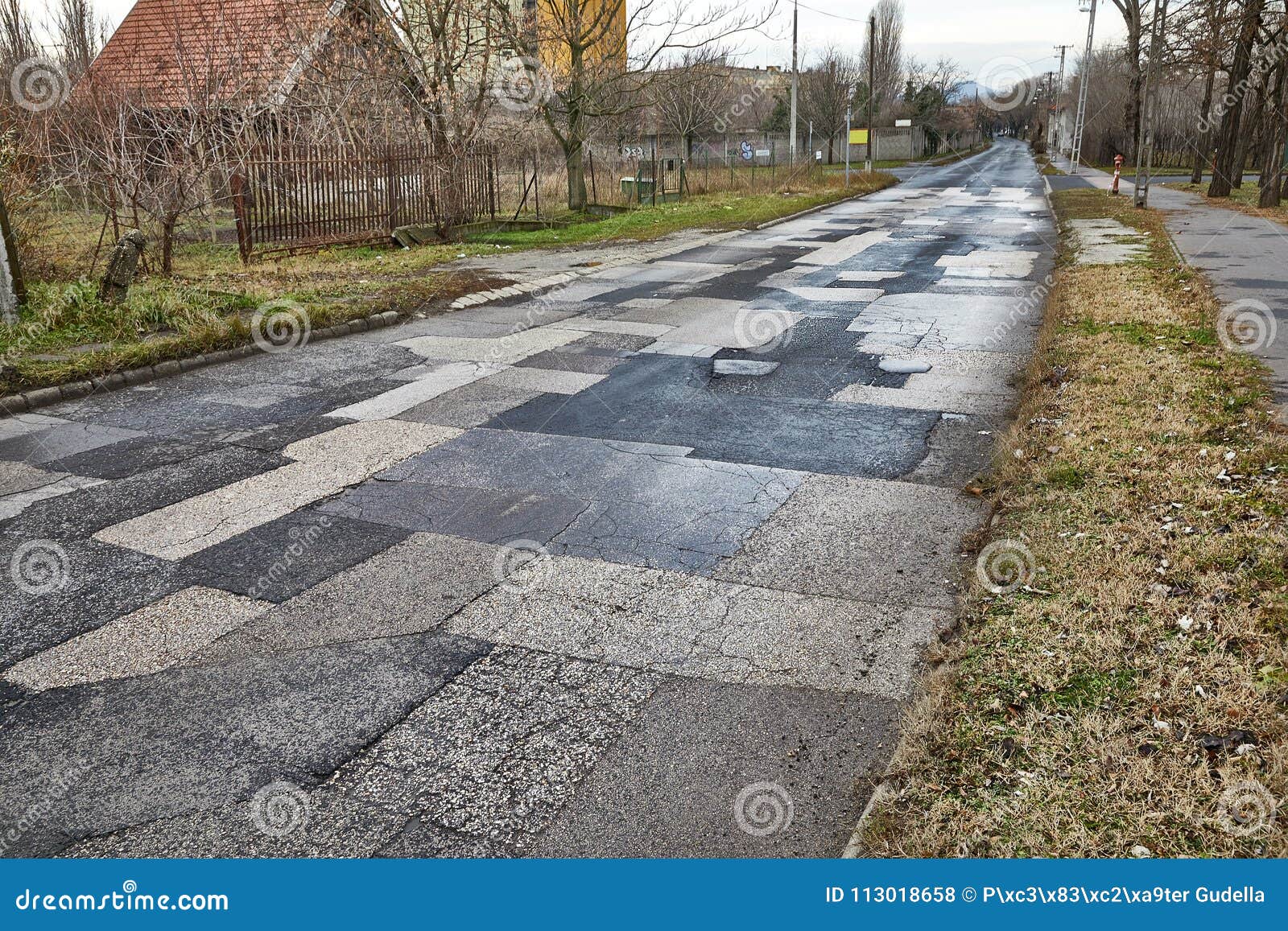 Patched broken road stock photo. Image of damage, grungy - 113018658