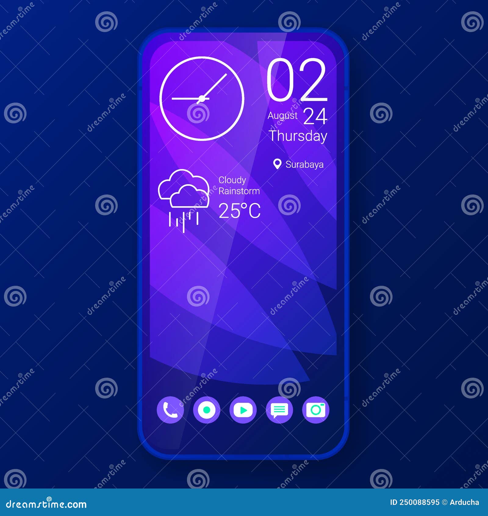 Patches Elegant Home Screen Realistic Smartphone User Interface Stock ...