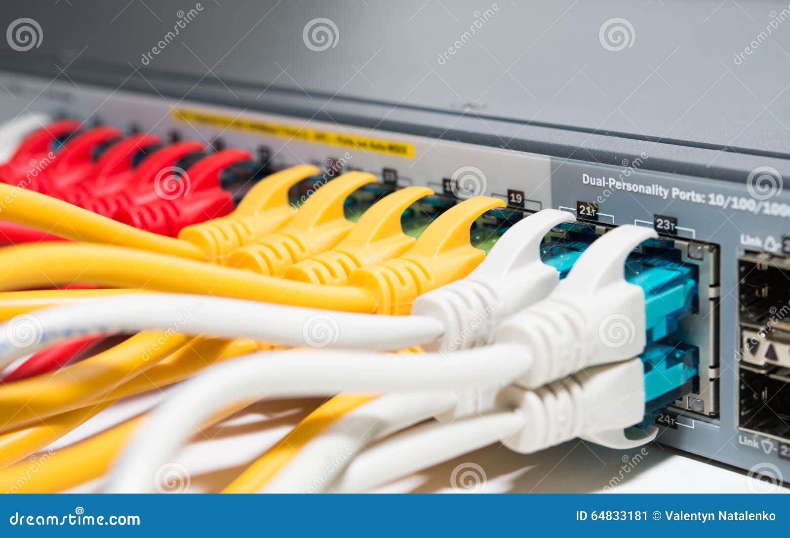 Patching Cords Connected To Router Stock Image - Image of technology ...