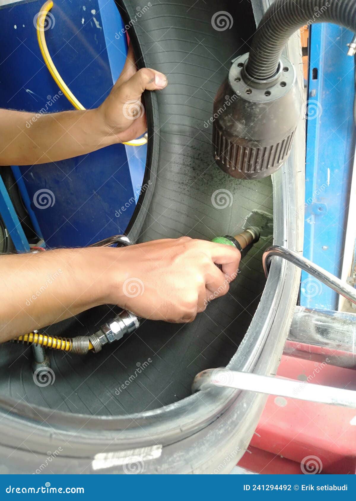 Patching and Service a Punctured Car Tire Stock Photo - Image of servi ...