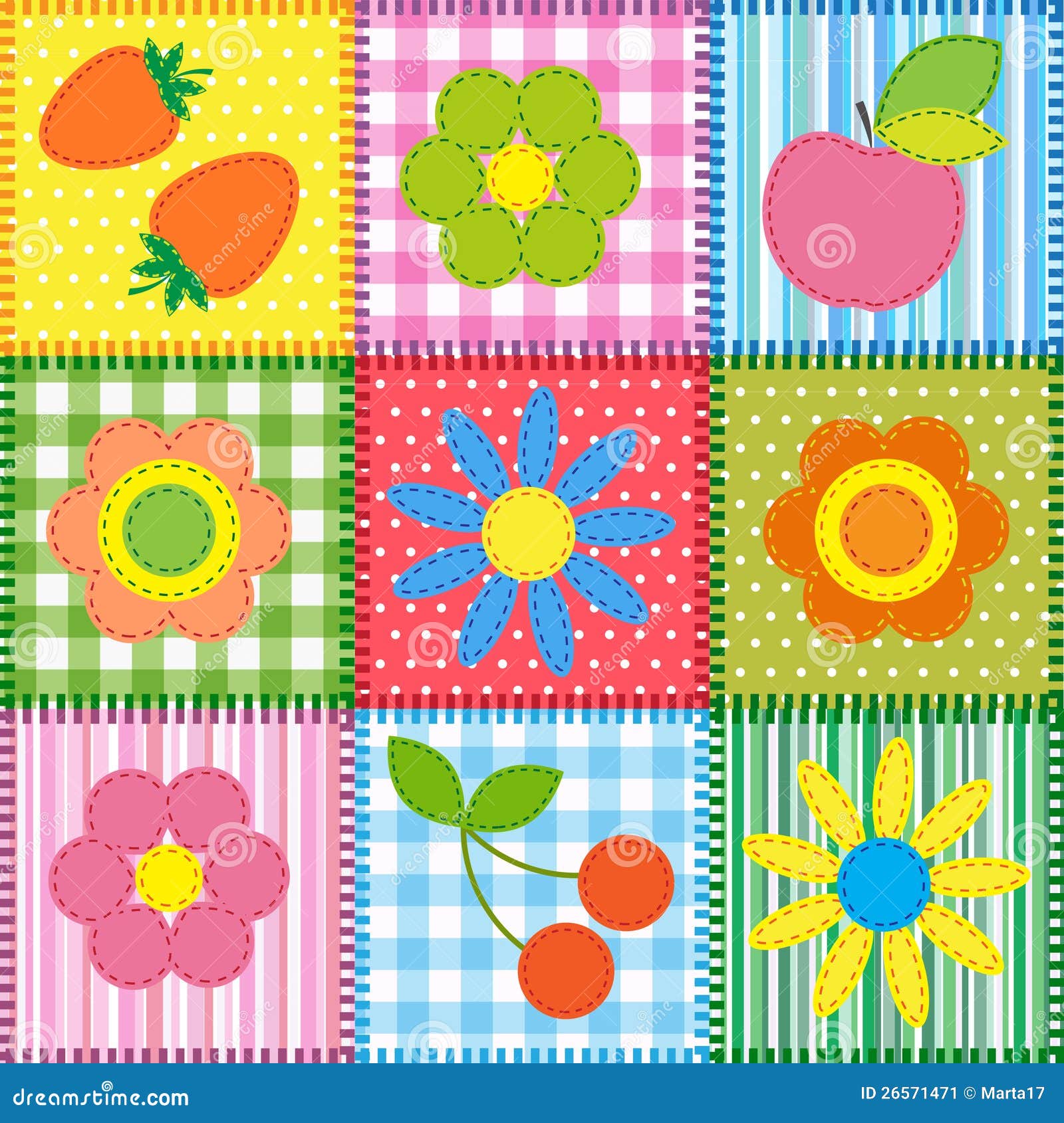 Patchwork stock vector. Illustration of frame, cute, flower - 26571471