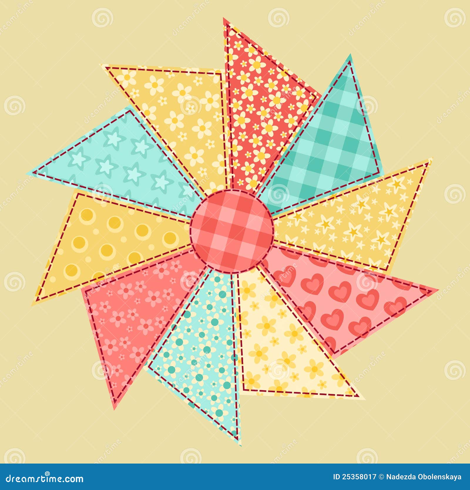 Patchwork Abstract Flower 1. Stock Vector - Illustration of cute ...